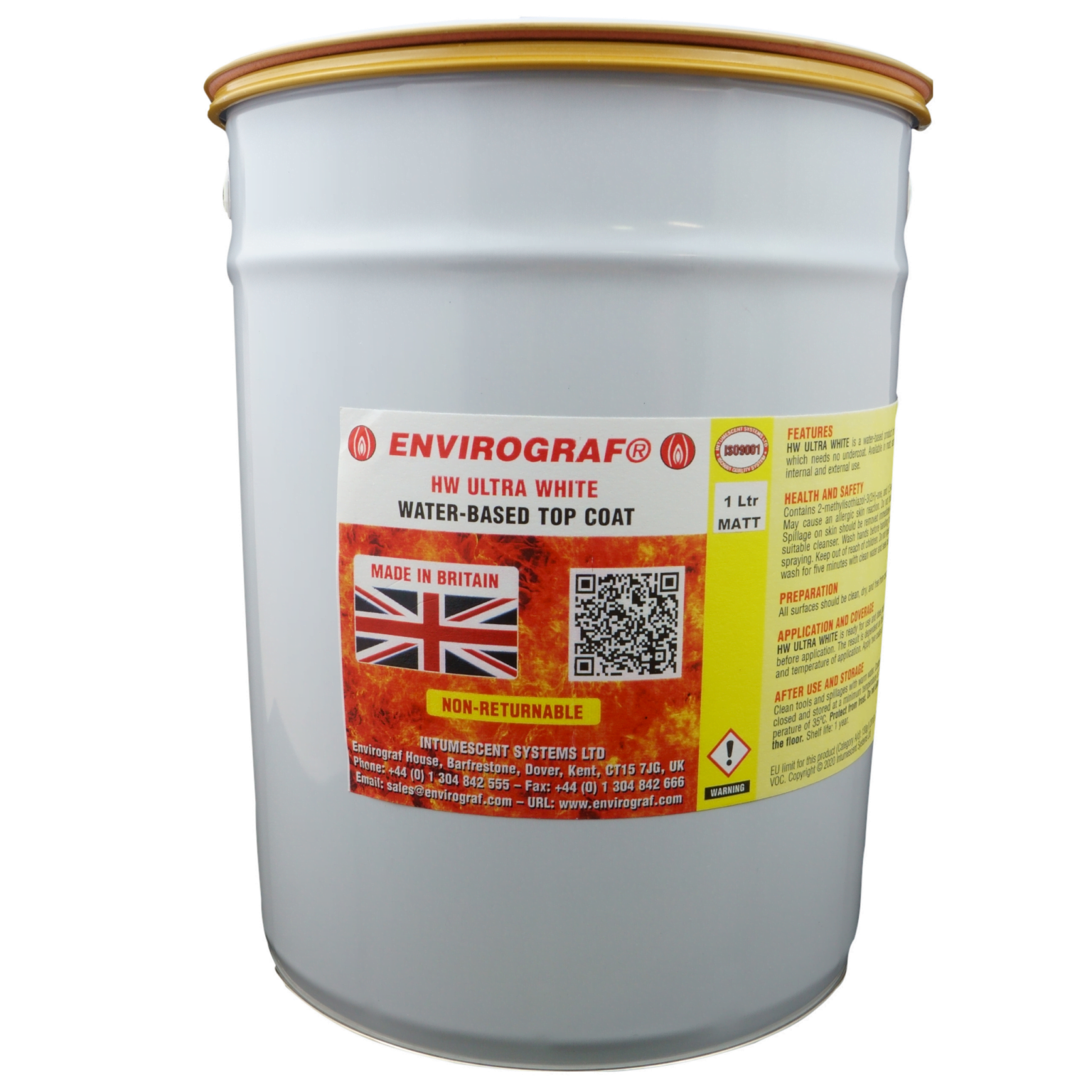 Envirograf HW Ultra White Topcoat - 1L - International Passive Fire Ltd